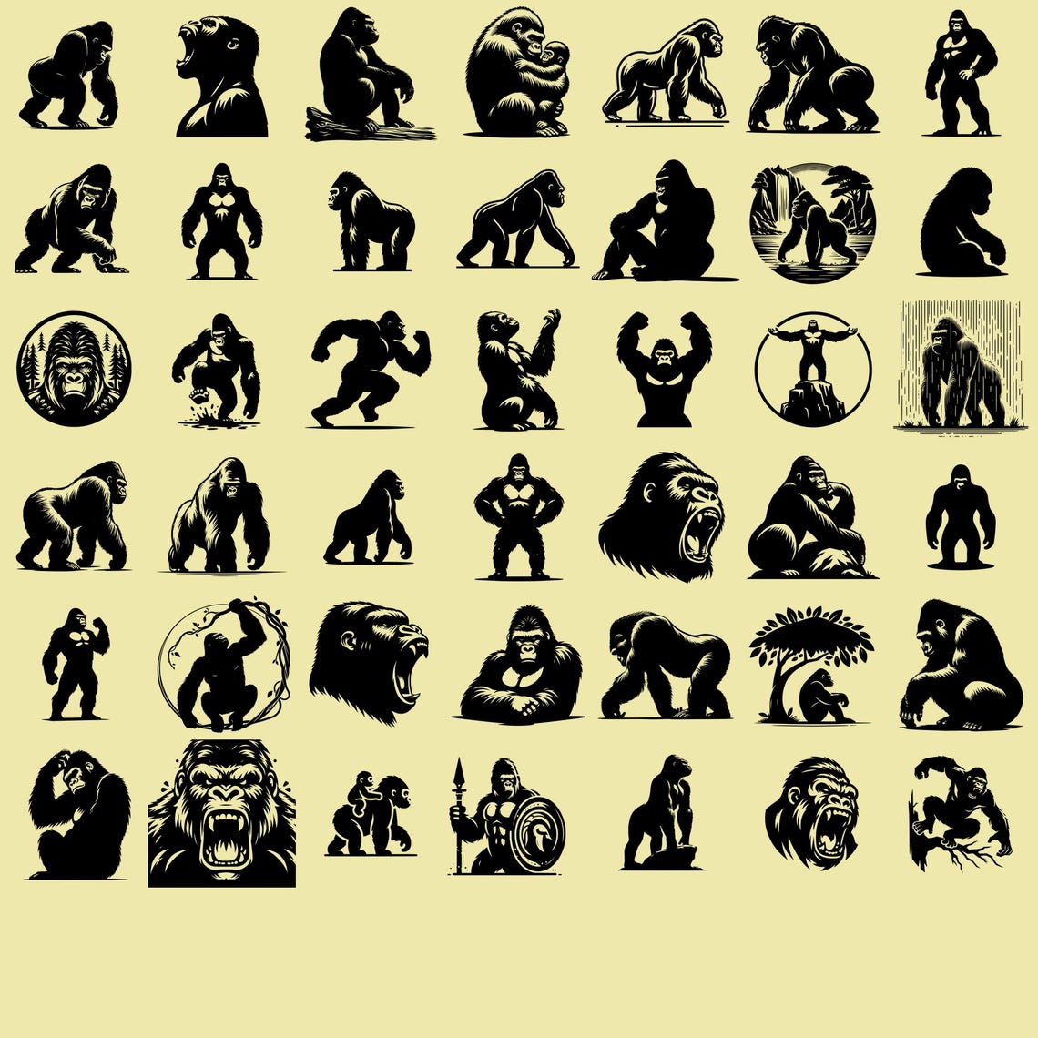 Gorilla Svg Bundle, Gorilla Vector, Gorilla Silhouette, Angry Gorilla ...