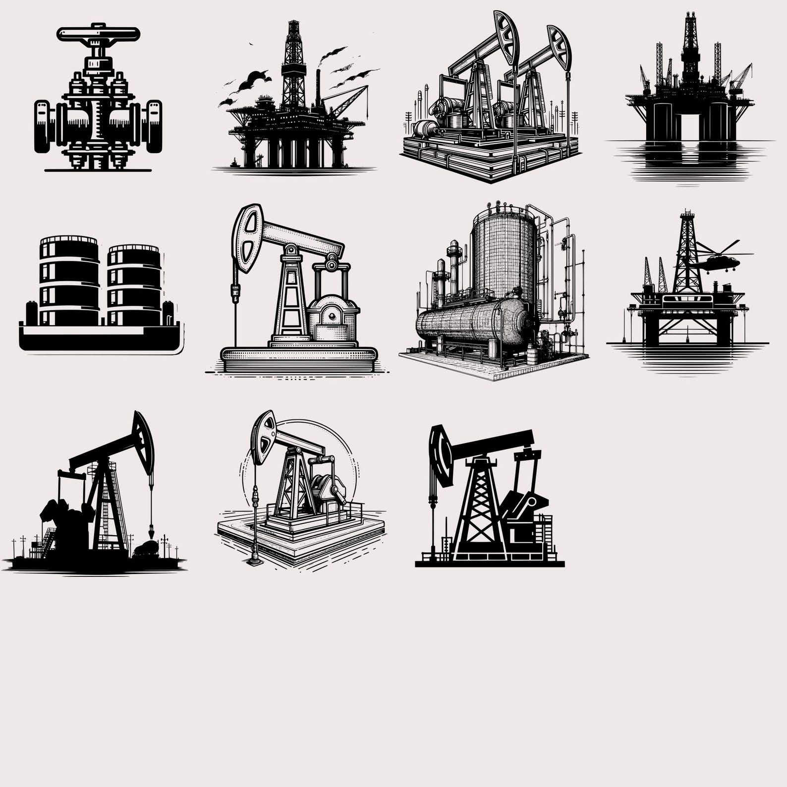 Oilfield Svg Bundle, Oilfield Vector, Oilfield Silhouette, Oil Rig ...