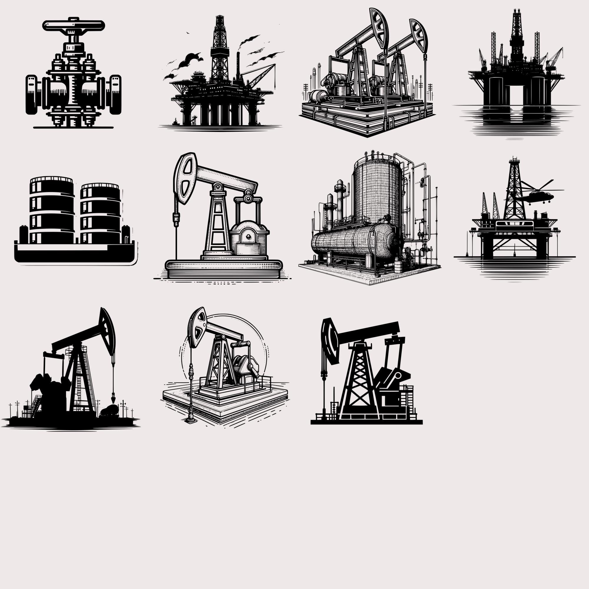 Oilfield Svg Bundle, Oilfield Vector, Oilfield Silhouette, Oil Rig ...