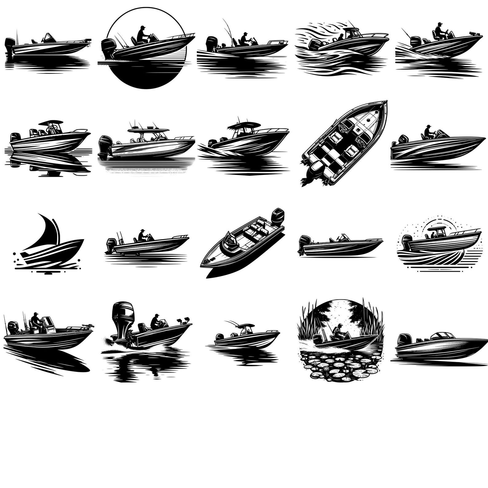 Bass Boat Svg Bundle, Fishing Boat Svg, Bass Boat Cricut, Bass Boat ...
