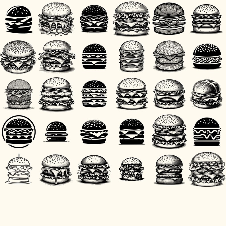 Burger Svg Bundle, Burger Vector, Burger Silhouette, Burger Svg PNG Eps ...