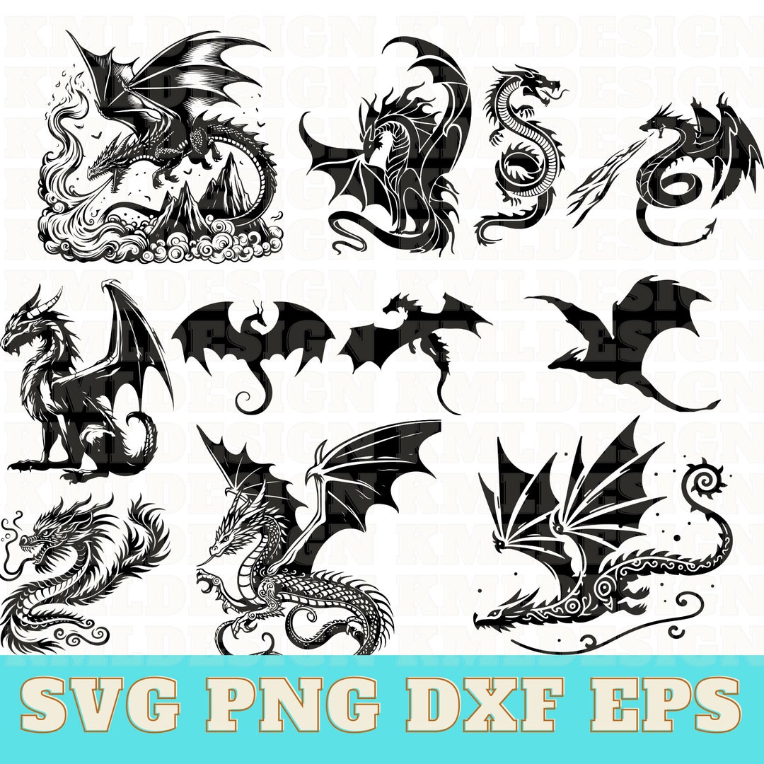11 Dragon Svg Bundle, Dragon Vector, Dragon Clipart, Dragon Png, Dragon ...