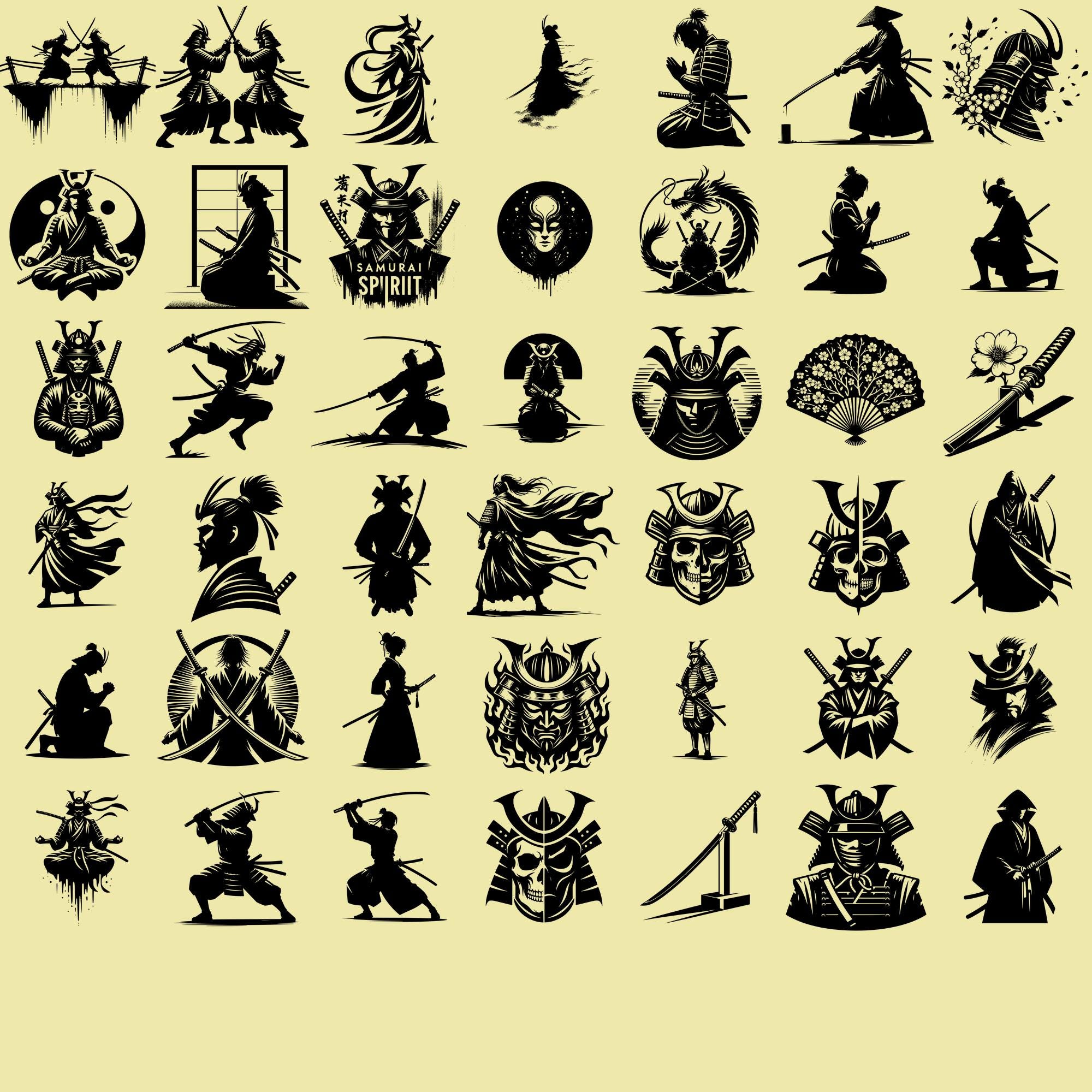 Samurai Svg Bundle, Samurai Warrior Cut File, Samurai Vector, Samurai ...