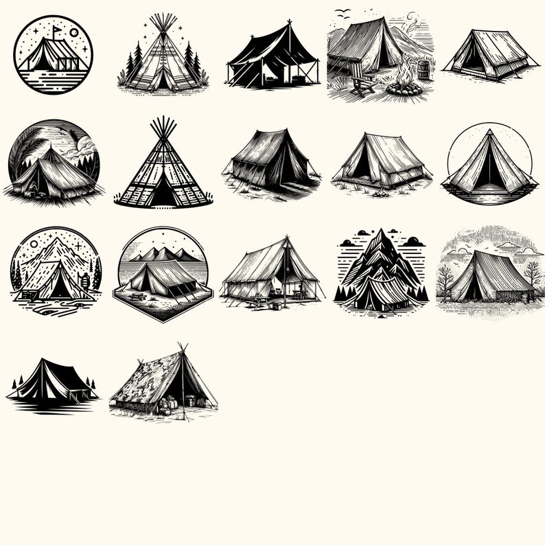 Tent Svg Bundle, Tent Vector, Tent Silhouette, Tent Svg PNG Eps Dxf ...