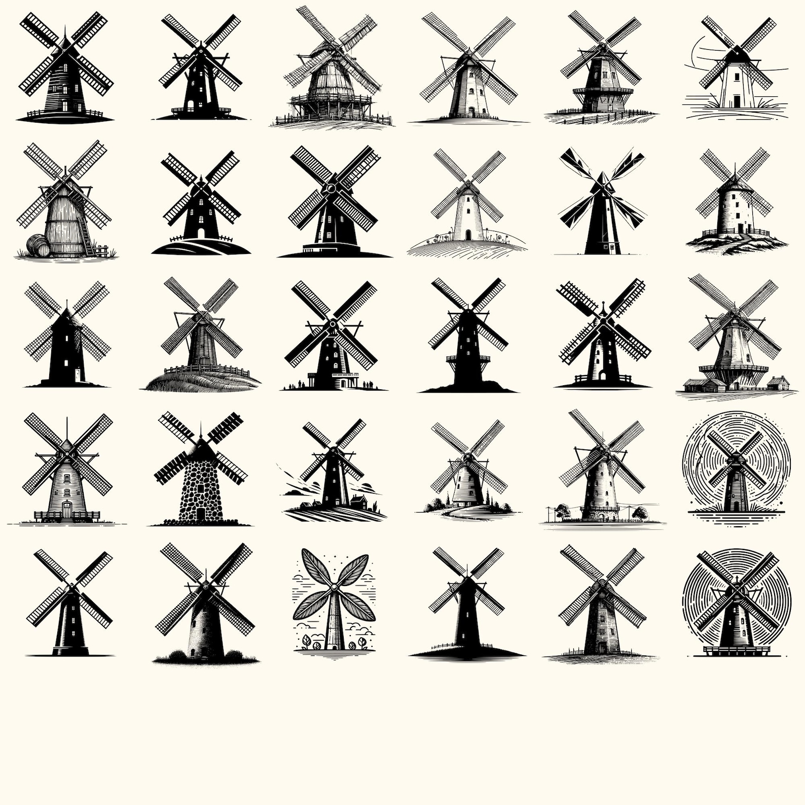 Windmill Svg Bundle, Windmill Vector, Windmill Silhouette, Windmill Svg ...
