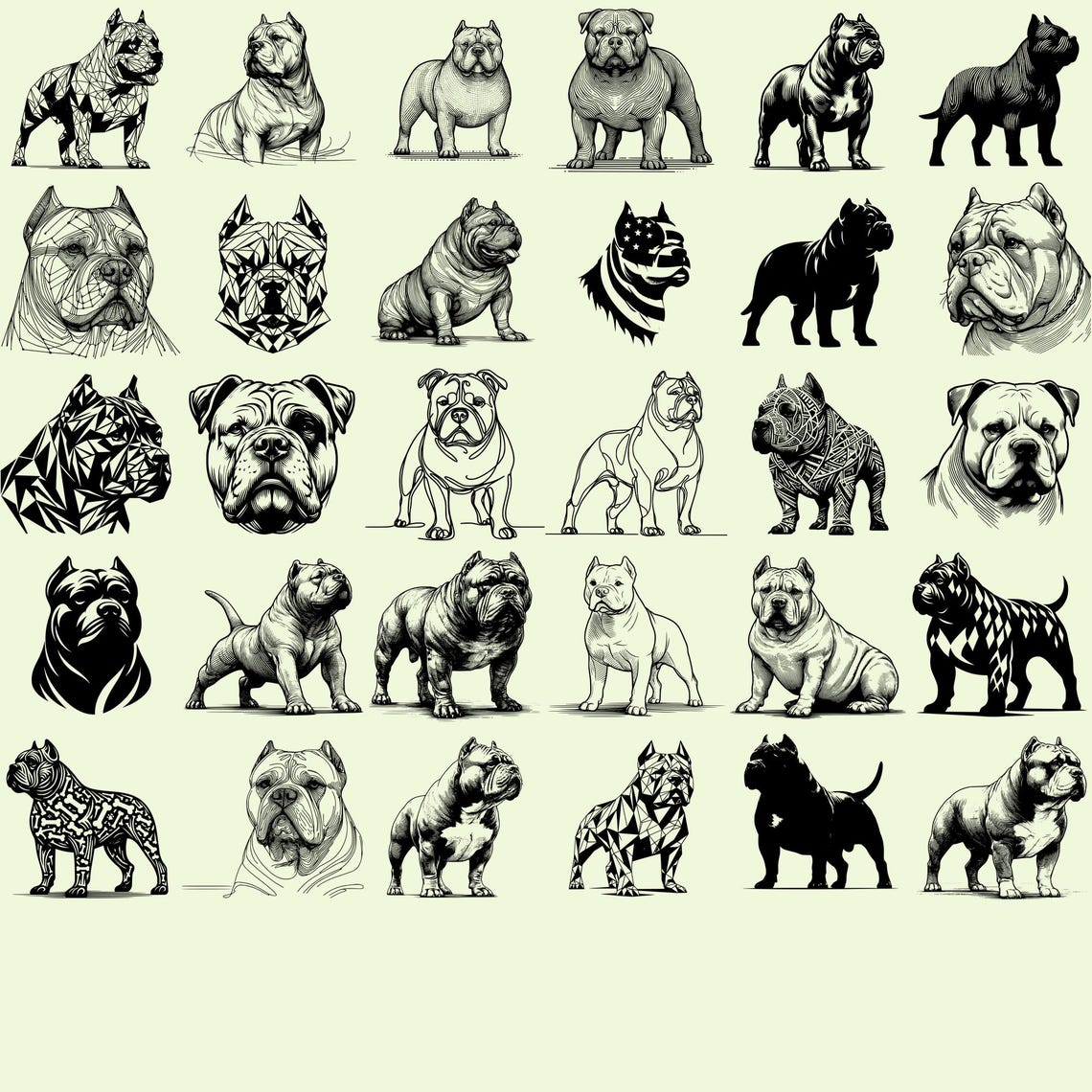 American Bully Svg Bundle, American Bully Puppy Vector, the American ...