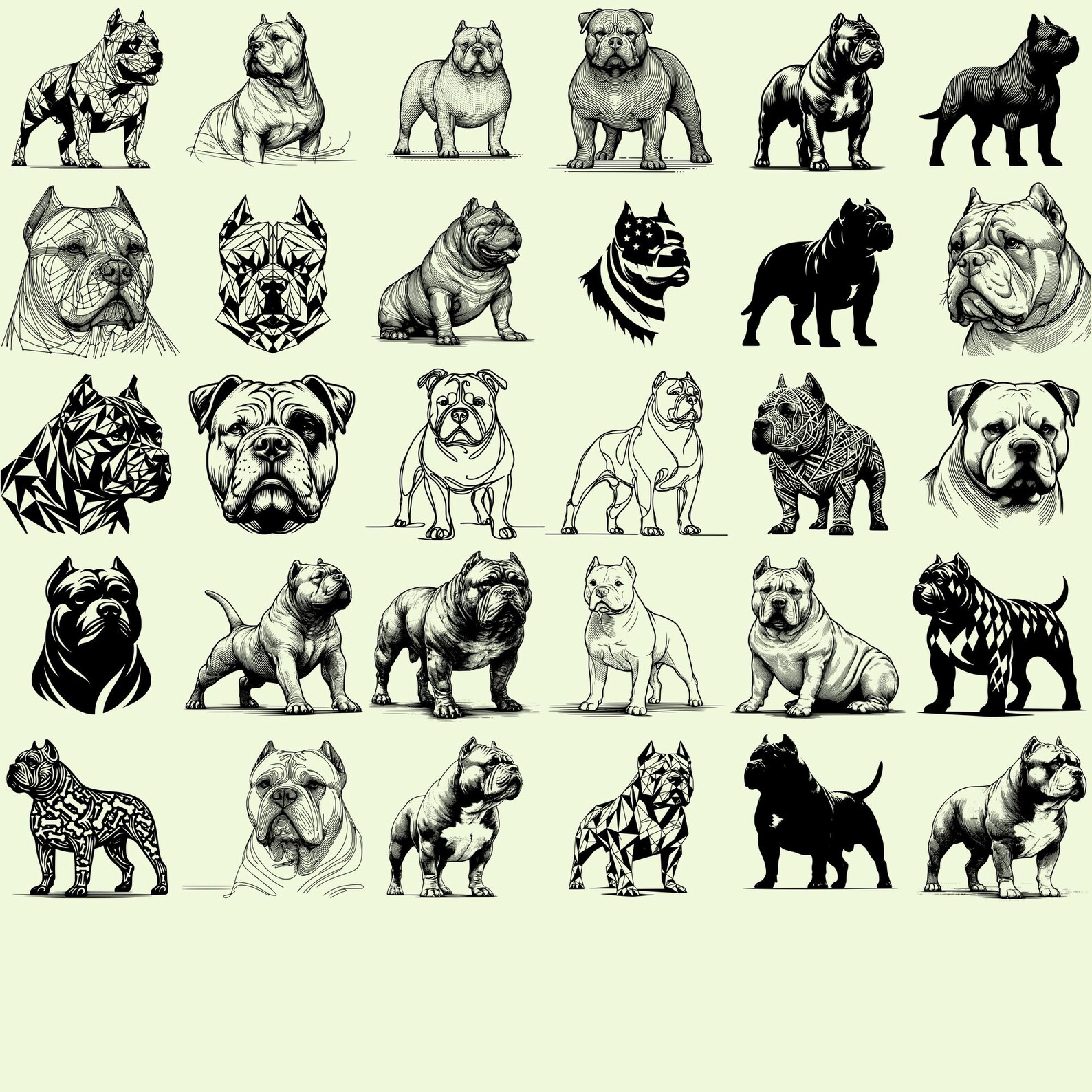American Bully Svg Bundle, American Bully Puppy Vector, the American ...