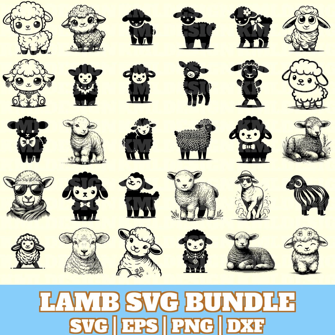 Lamb Svg Bundle, Cute Lamb Vector, Lamb Sheep Silhouette, Cute Lamb Svg ...