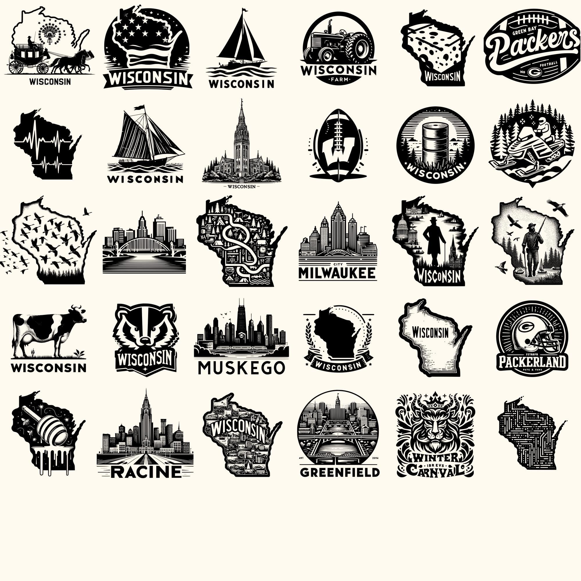 Wisconsin State Svg Bundle, Wisconsin State Vector Silhouette ...