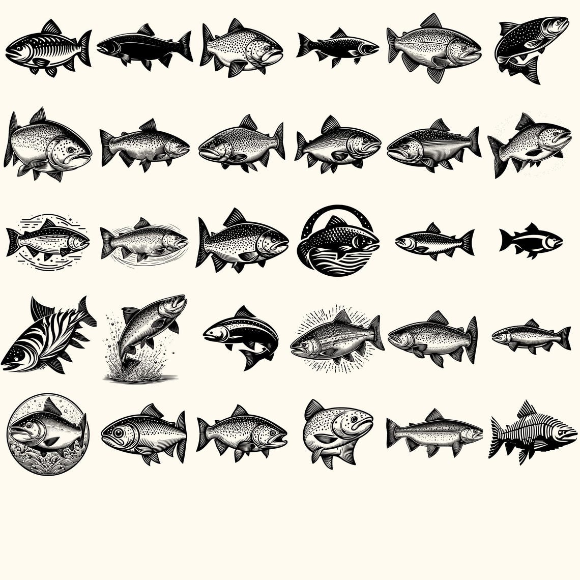 Salmon Fish Svg Bundle, Salmon Fish Vector, Salmon Fish Silhouette ...