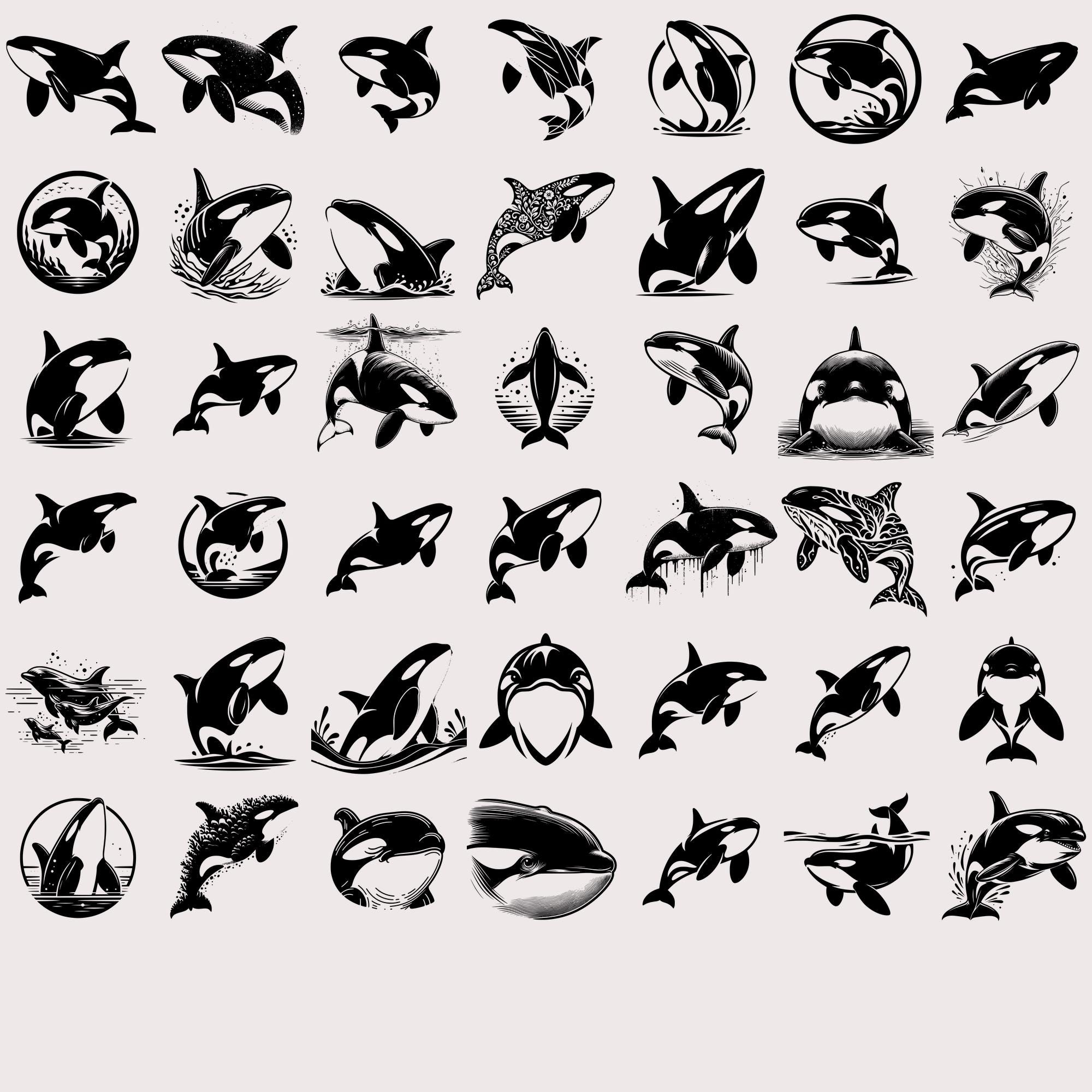 Orca Svg Bundle, Orca Whale Vector, Orca Whale Silhouette, Orca Whale ...
