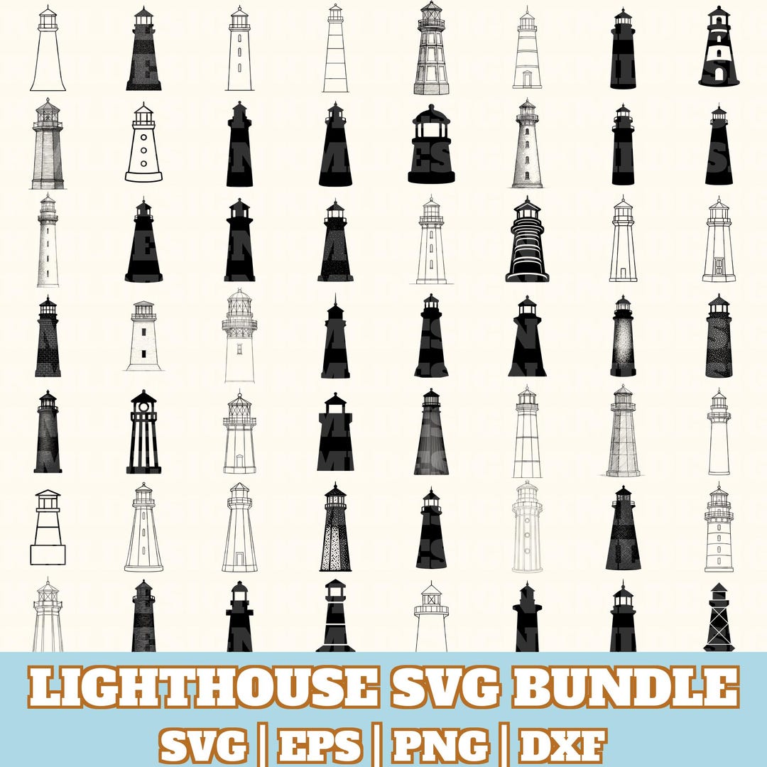 Lighthouse Svg Bundle, Only Lighthouse Vector, Lighthouse Silhouette ...
