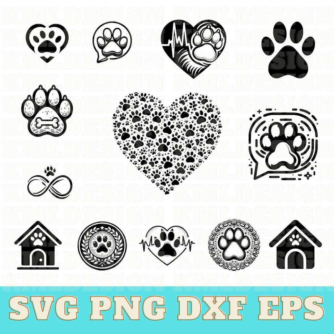 20 Dog Paw Print Svg Bundle, Paw Print SVG Cut Files for Cricut, Paw ...