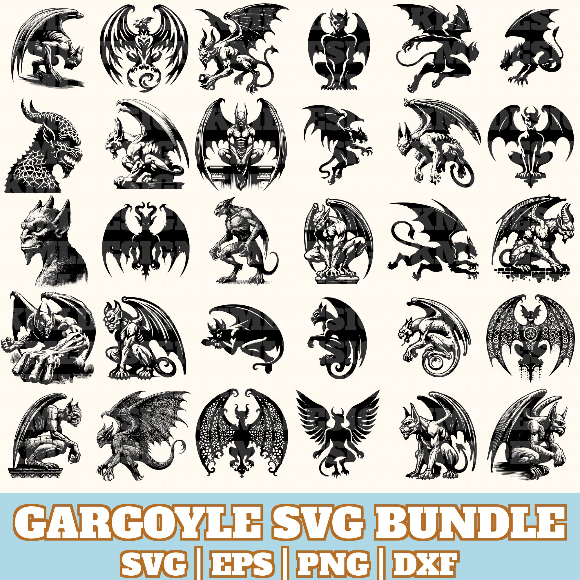 Gargoyle Svg Bundle, Gargoyle Vector Silhouette, Gargoyle Svg PNG Eps ...