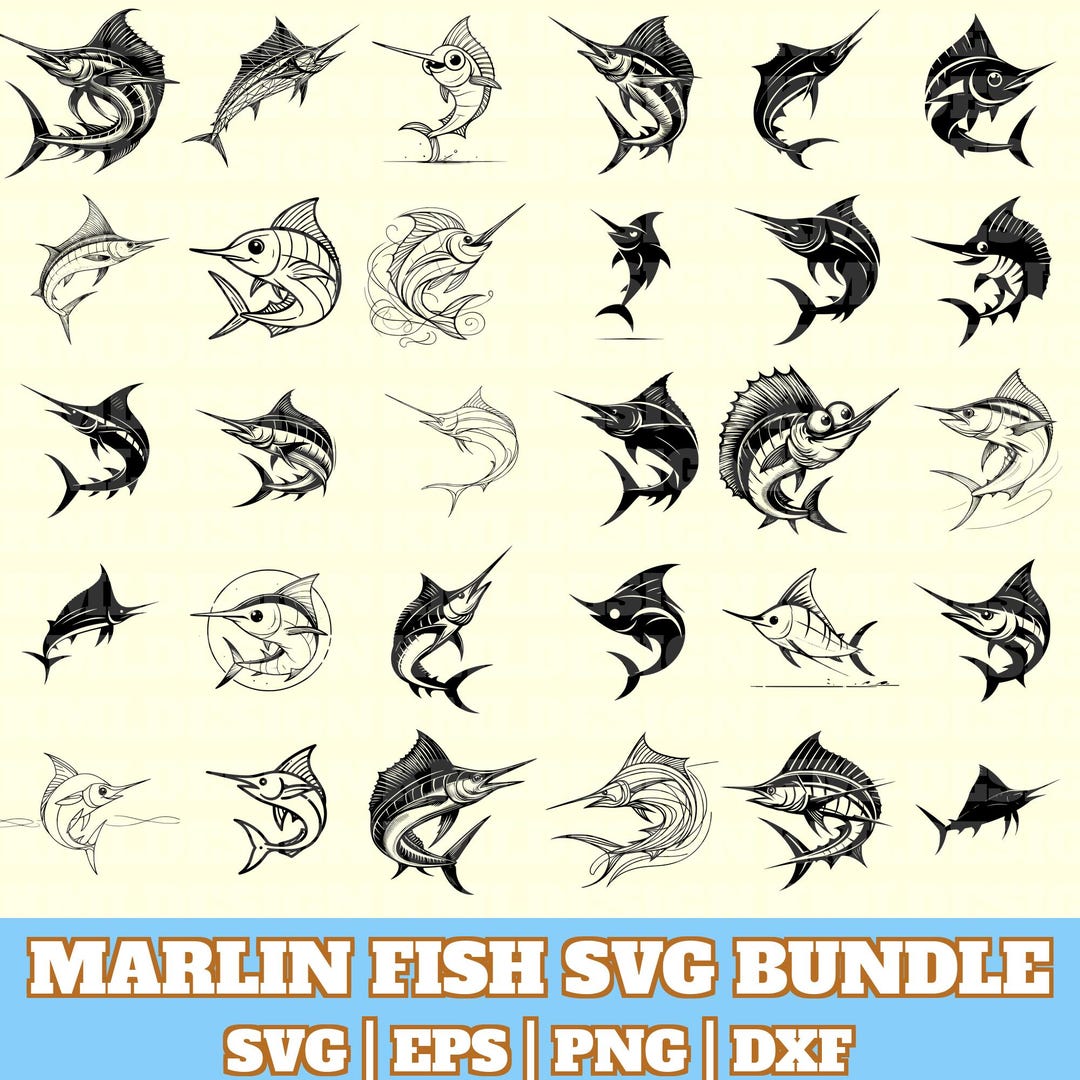 Marlin Fish Svg Bundle, Marlin Fish Vector, Marlin Fish Silhouette ...