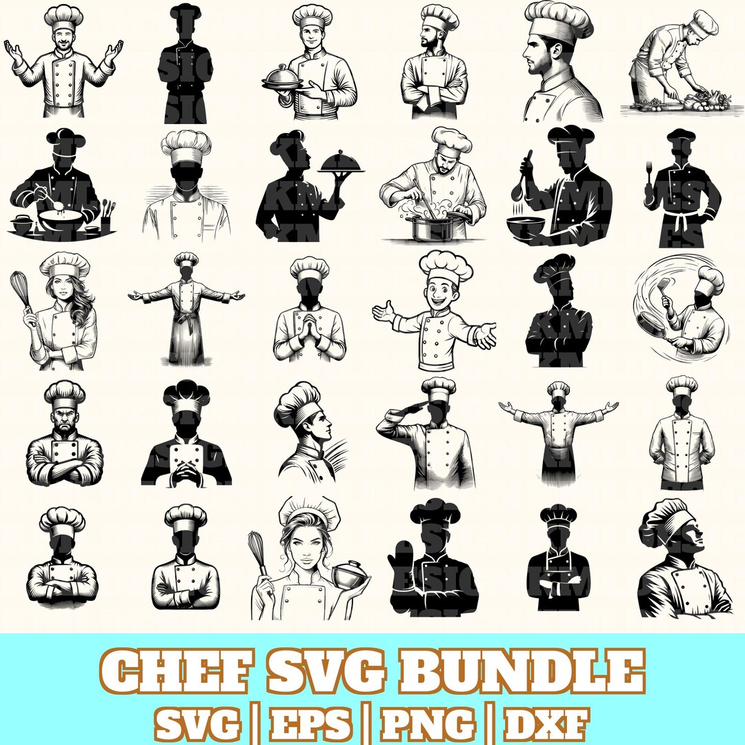 Chef Svg Bundle, Chef Vector, Chef Silhouette, Chef Svg PNG Eps Dxf ...
