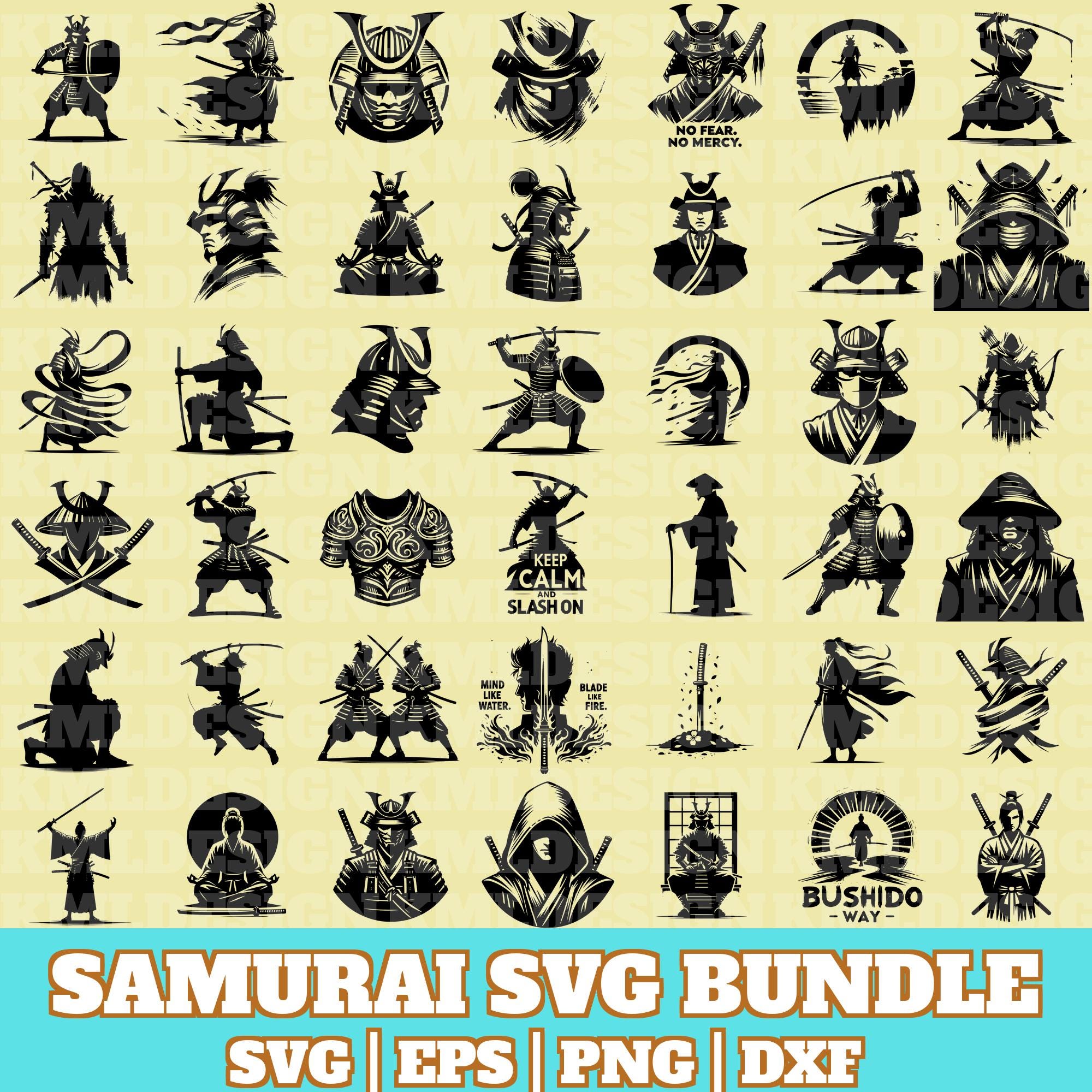 Samurai Svg Bundle, Samurai Warrior Cut File, Samurai Vector, Samurai ...