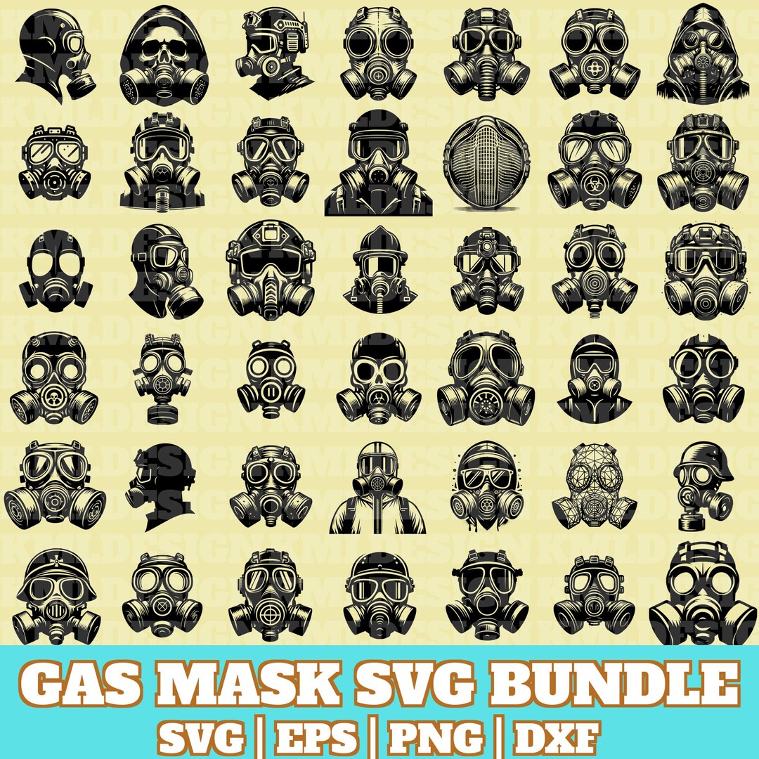 Gas Mask Svg Bundle, Gas Mask Cut File, Gas Mask Silhouette, Gas Mask ...