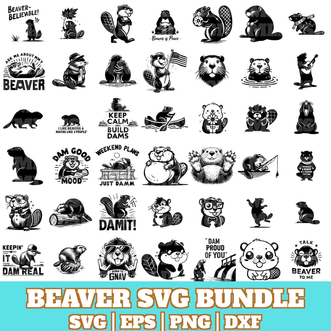 Beaver SVG Bundle, Beaver Silhouette, Beaver Png, Beaver Cut File for ...
