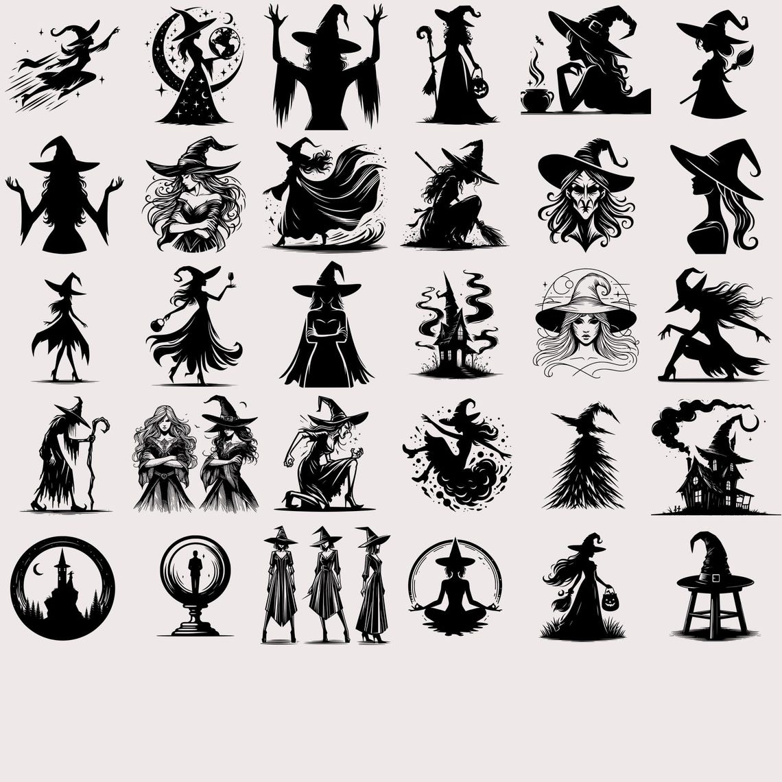 Witch Svg Bundle, Witch Vector, Witch Silhouette, Witch Designs Svg ...
