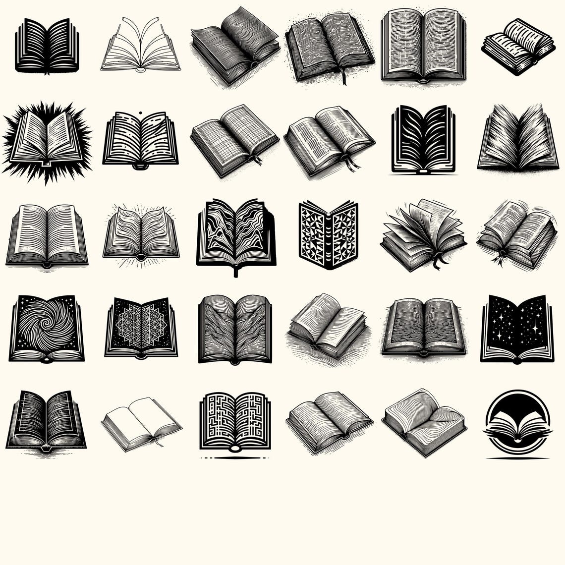 Open Book Svg Bundle, Library Book Vector, Open Book Silhouette, Open ...