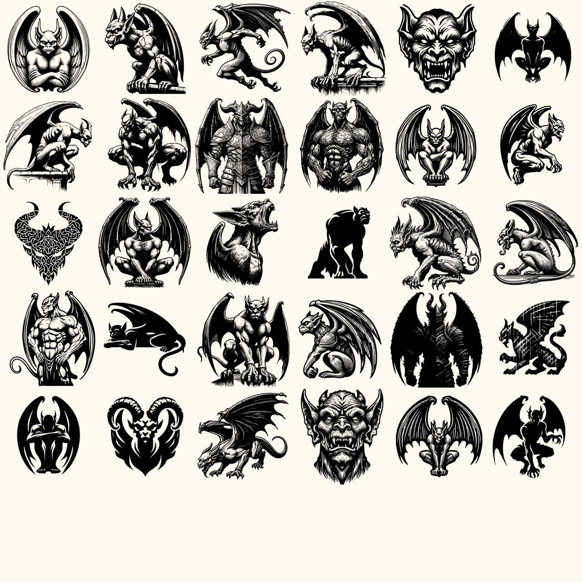 Gargoyle Svg Bundle, Gargoyle Vector Silhouette, Gargoyle Svg PNG Eps ...