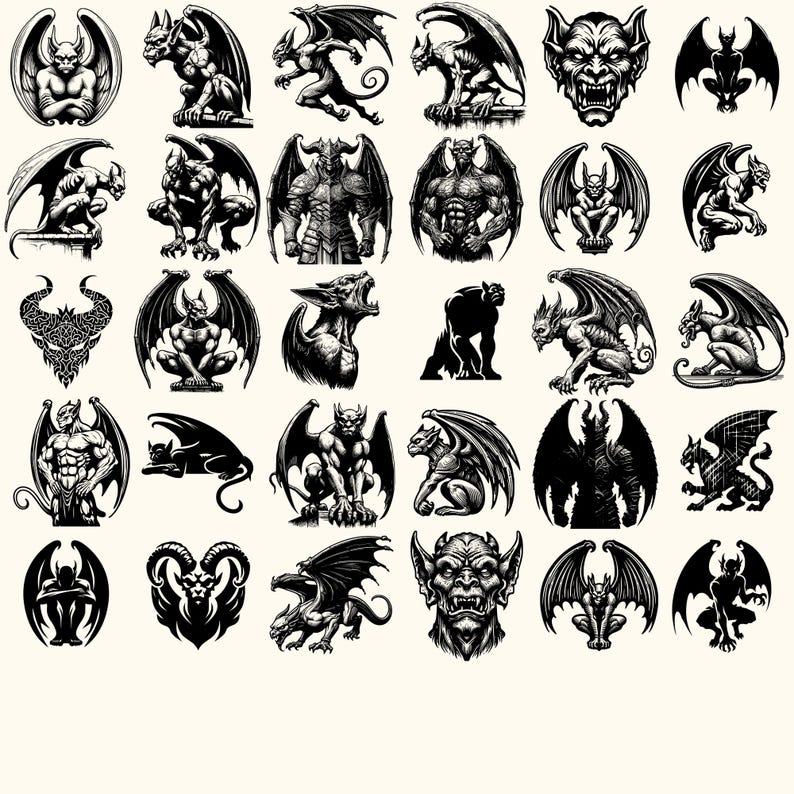 Gargoyle Svg Bundle, Gargoyle Vector Silhouette, Gargoyle Svg PNG Eps ...