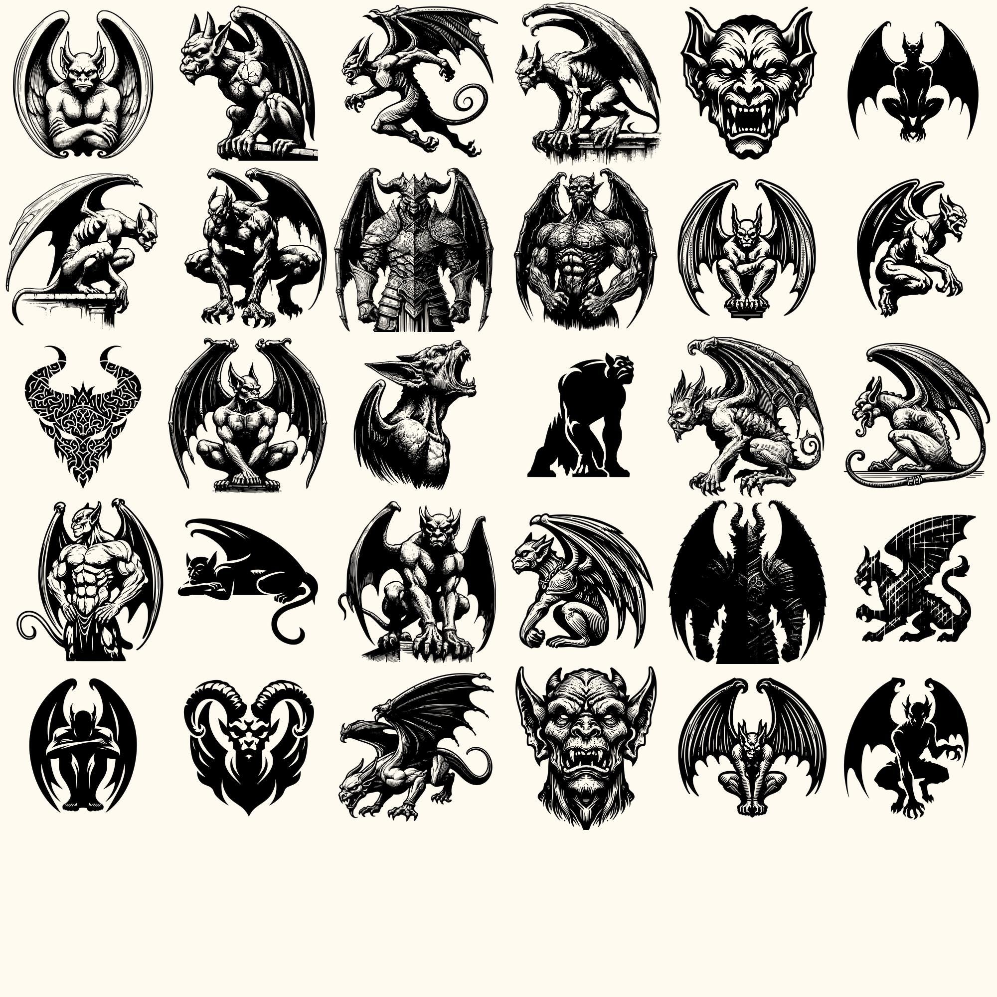 Gargoyle Svg Bundle, Gargoyle Vector Silhouette, Gargoyle Svg PNG Eps ...