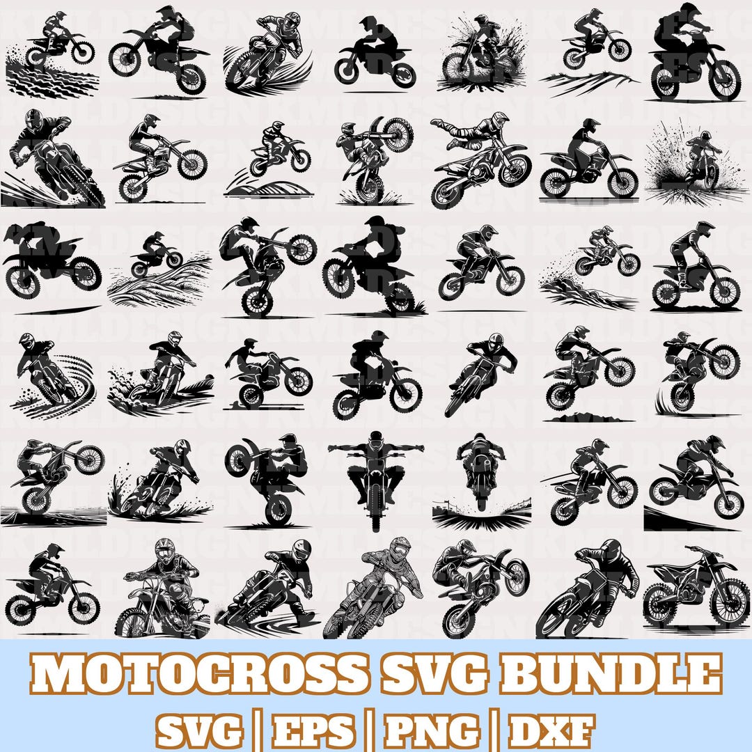 Motocross Svg Bundle, Motocross Motorcyclevector, Motocross Silhouette ...