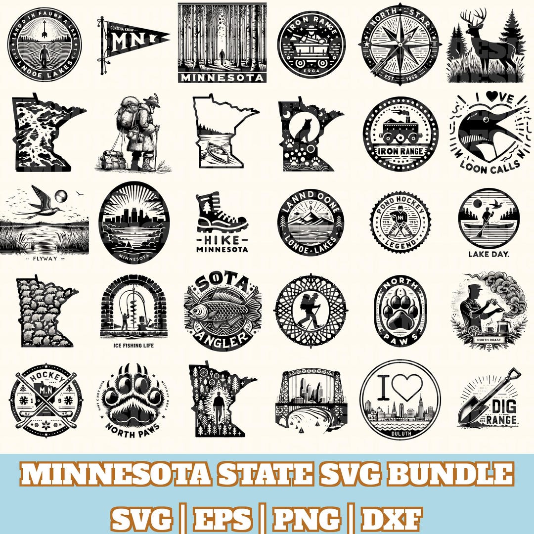 Minnesota State Svg Bundle, Minnesota State Vector Silhouette ...