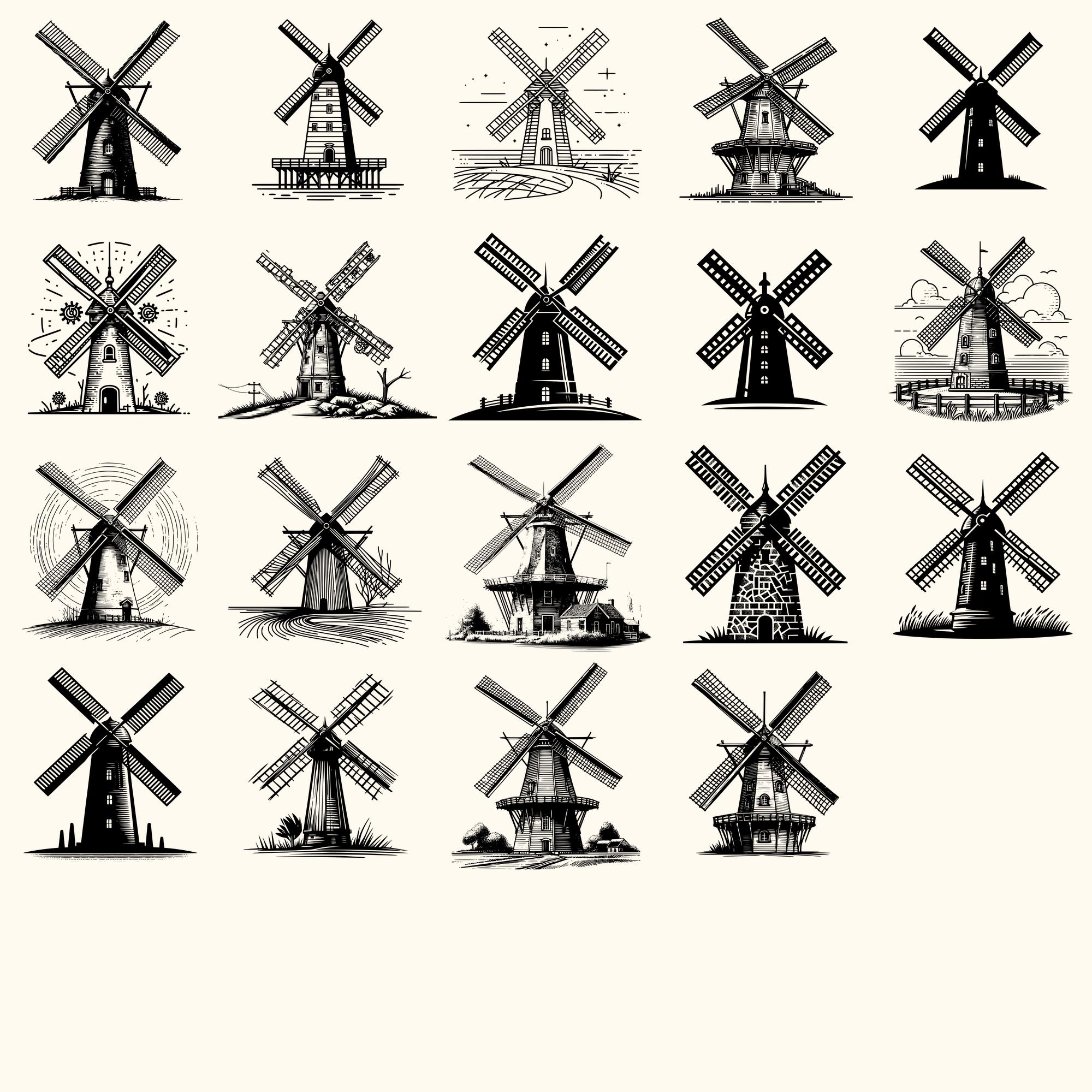 Windmill Svg Bundle, Windmill Vector, Windmill Silhouette, Windmill Svg ...