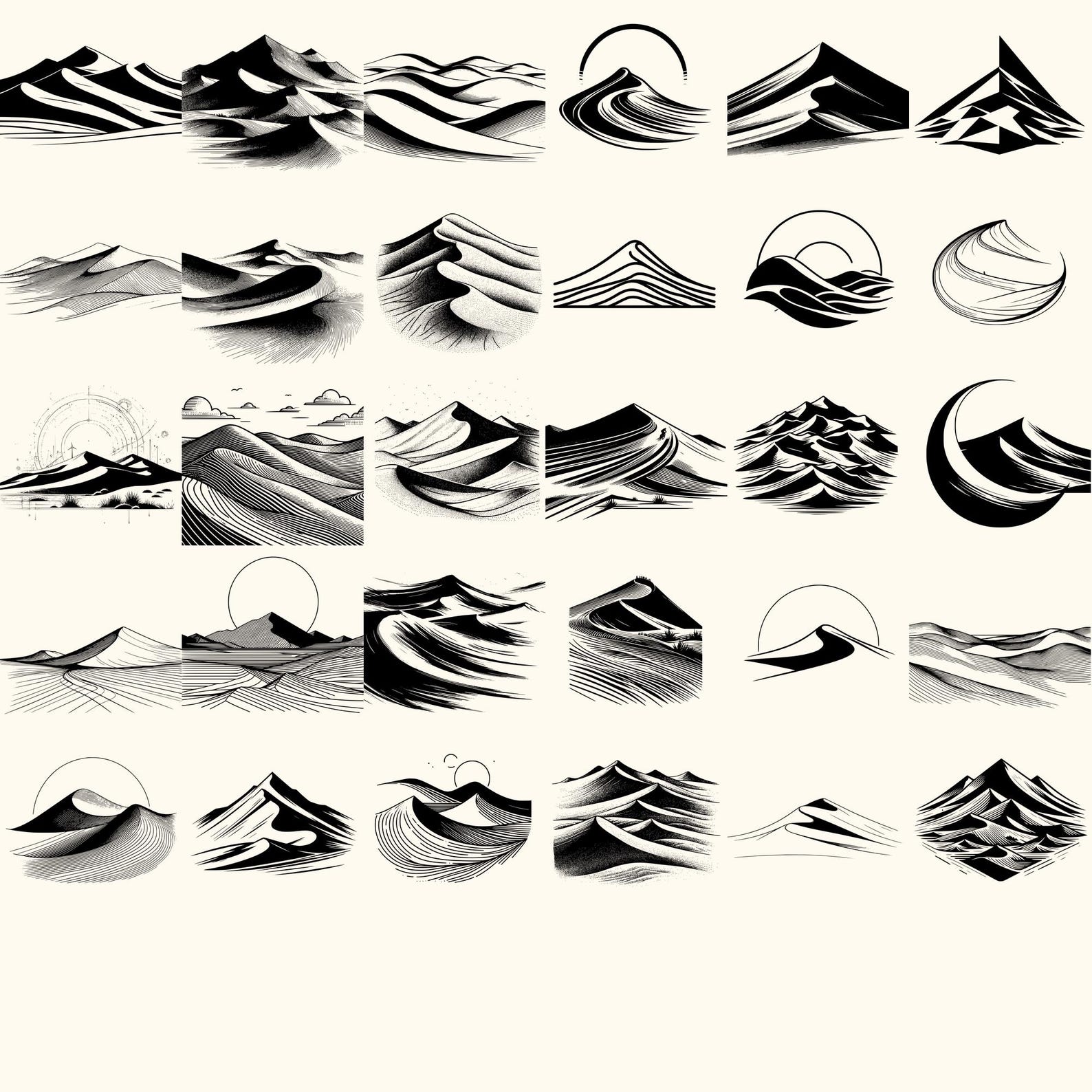 Sand Dune Svg Bundle, Sand Dune Vector, Sand Dune Silhouette, Sand Dune ...