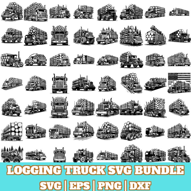 Logging Truck Svg Bundle, Logging Truck Cutfile for Cricut, Logging ...