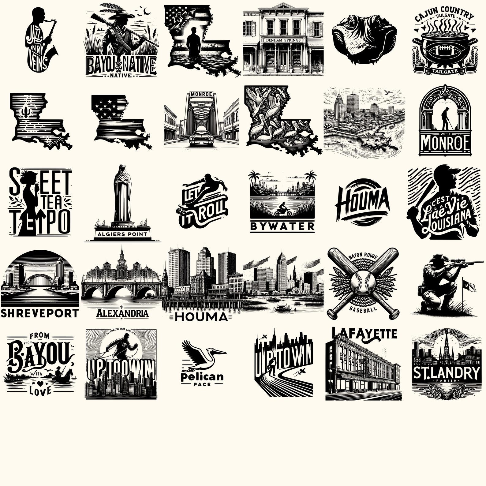 Louisiana State Svg Bundle, Louisiana State Vector Silhouette ...