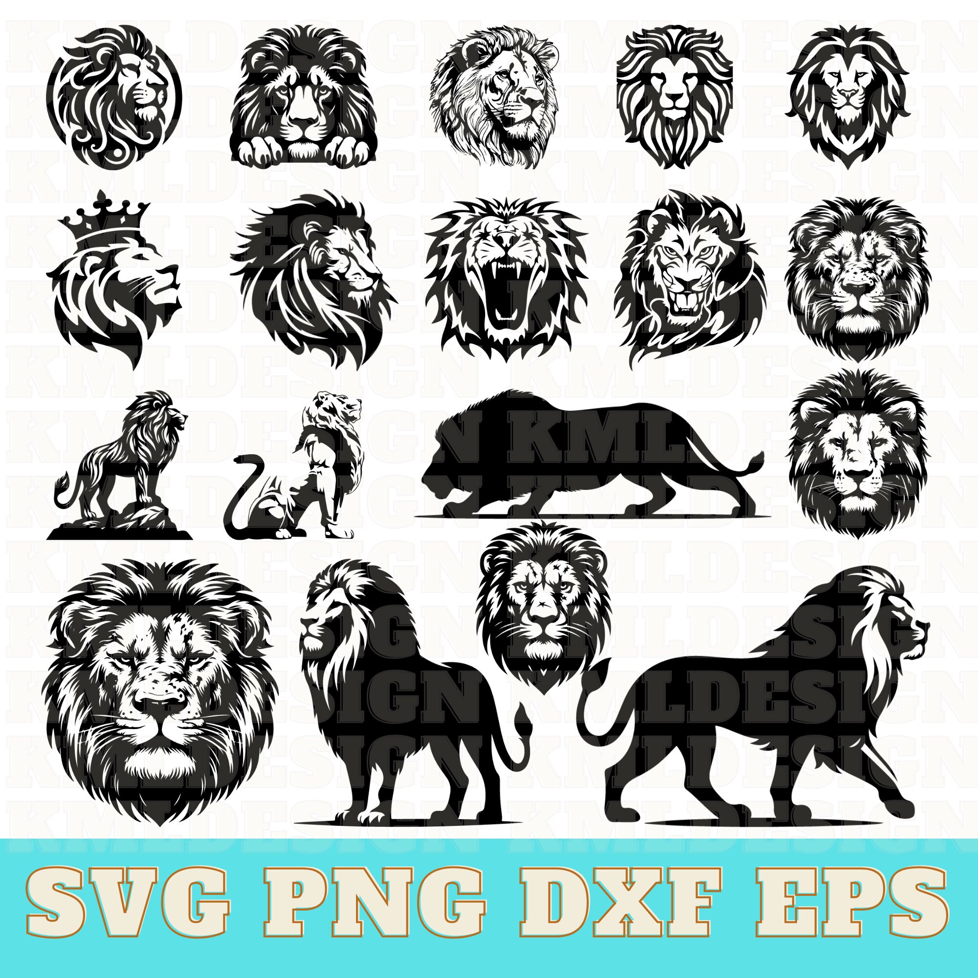 18 Lion Svg Bundle, Lion Vector, Lion Clipart, Lion Png, Lion ...