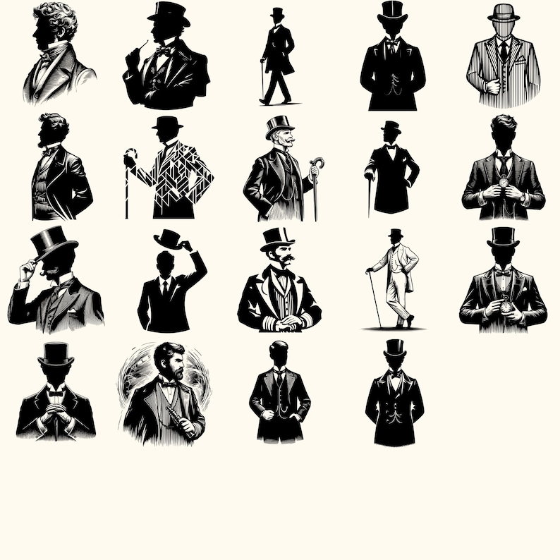 Victorian Gentleman Svg Bundle, Gentleman Vector, Victorian Gentleman ...