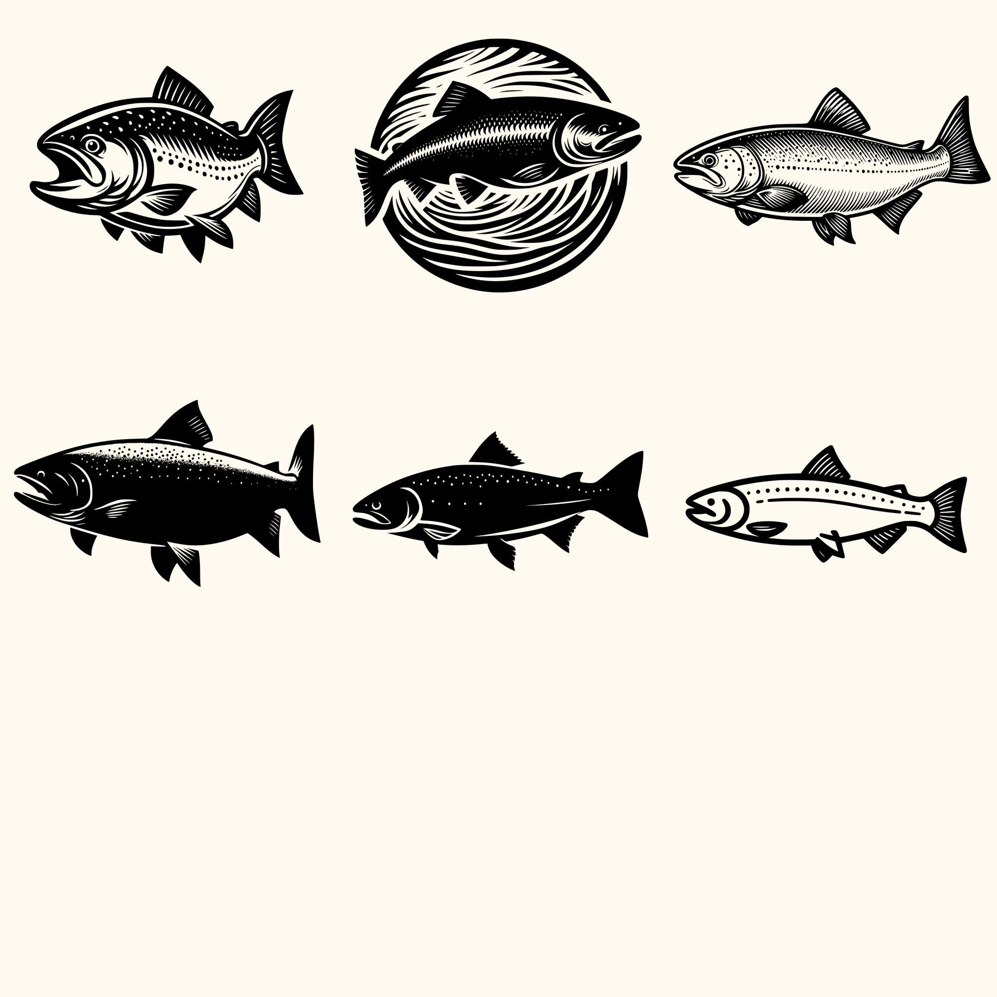 Salmon Fish Svg Bundle, Salmon Fish Vector, Salmon Fish Silhouette ...