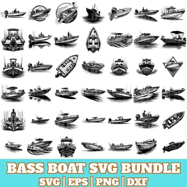 Bass Boat Svg Bundle, Fishing Boat Svg, Bass Boat Cricut, Bass Boat ...