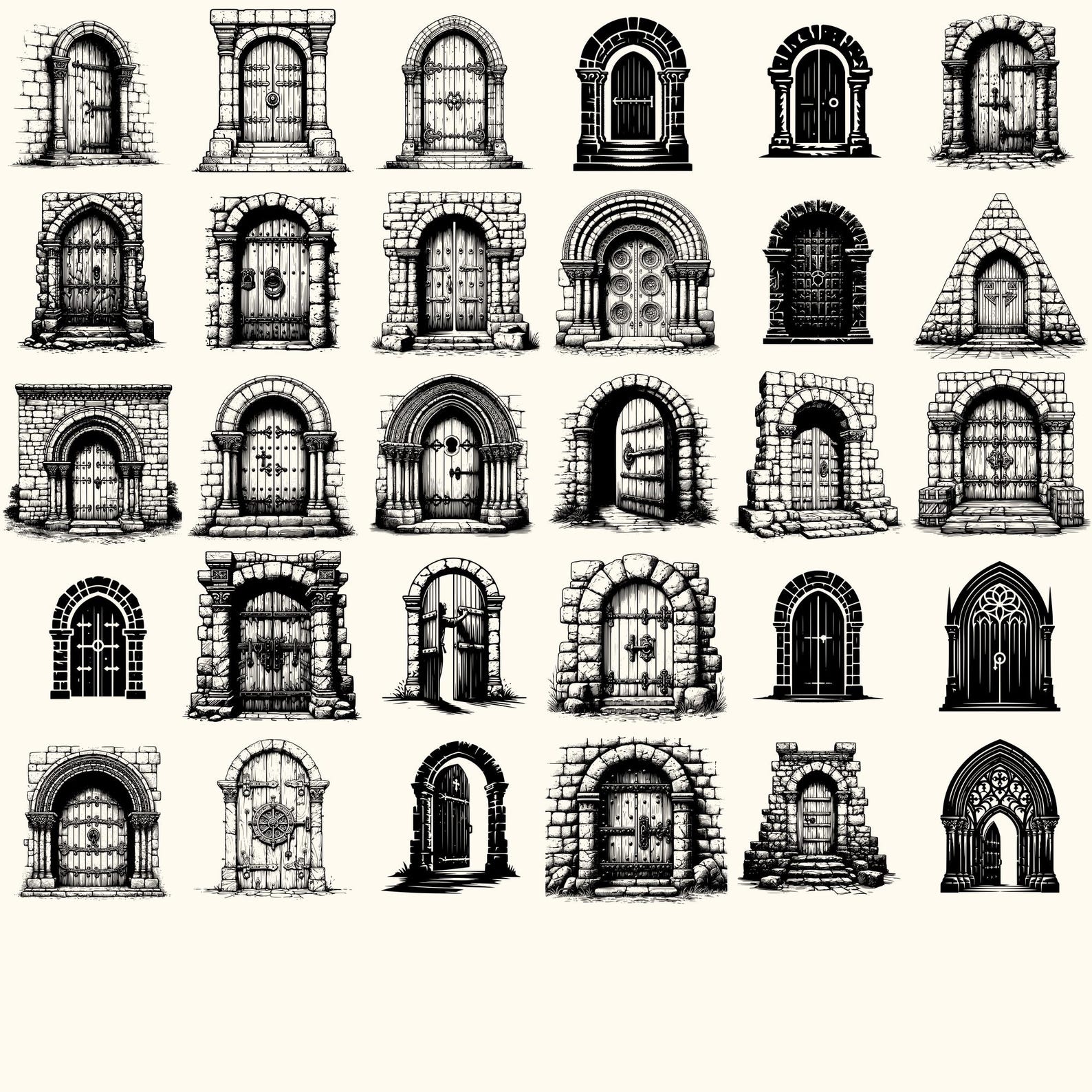 Medieval Old Stone Door Svg Bundle, Medieval Old Stone Door Vector ...