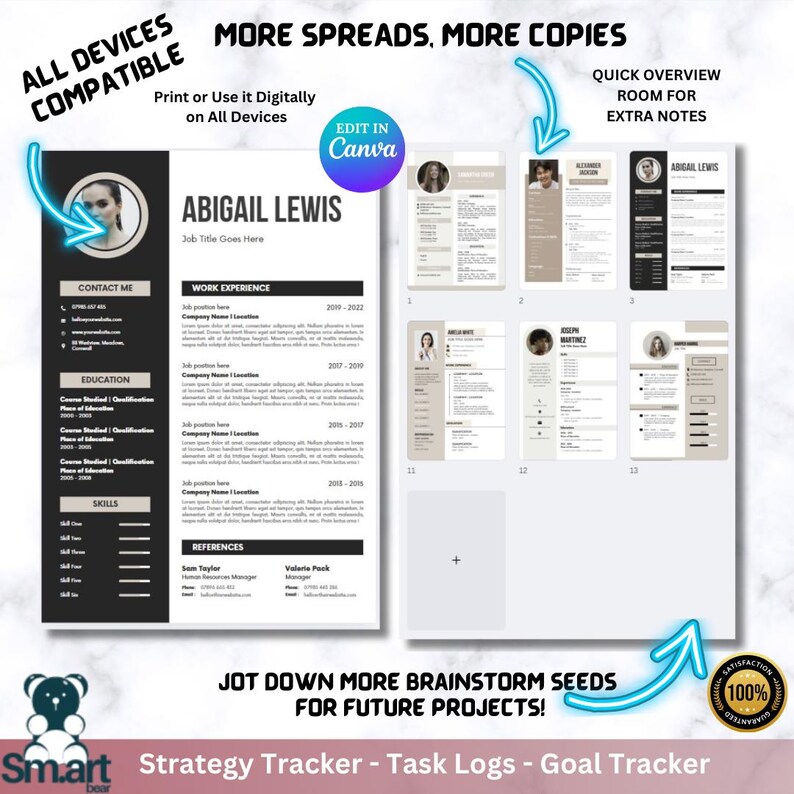Editable CV Template for Canva | Customizable Resume for New Employment ...