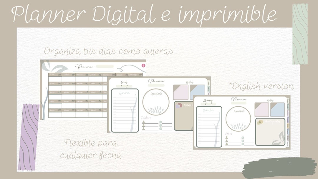 Digital Monthly Planner and Printable Calendar / Digital and Printable ...
