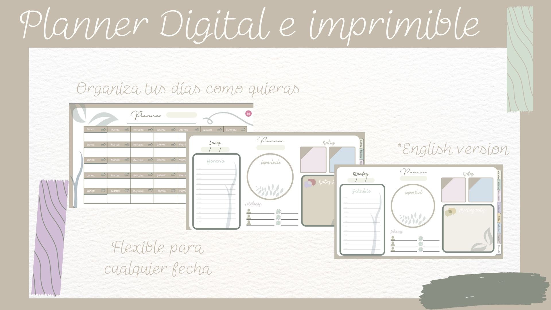 Digital Monthly Planner and Printable Calendar / Digital and Printable ...