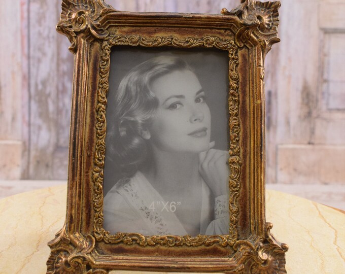 Elegant Carved Gold Photo Frame - Art Deco Meets Victorian Style - Desk ...