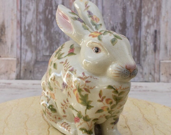 Porcelain Statue Painted Rabbit - Porcelain Sculpture Rabbit - Flowers ...