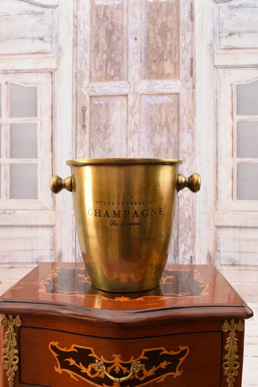 Brass Wine Bottle Cooler - Cuvee De Prestige Champagne Ice Container ...