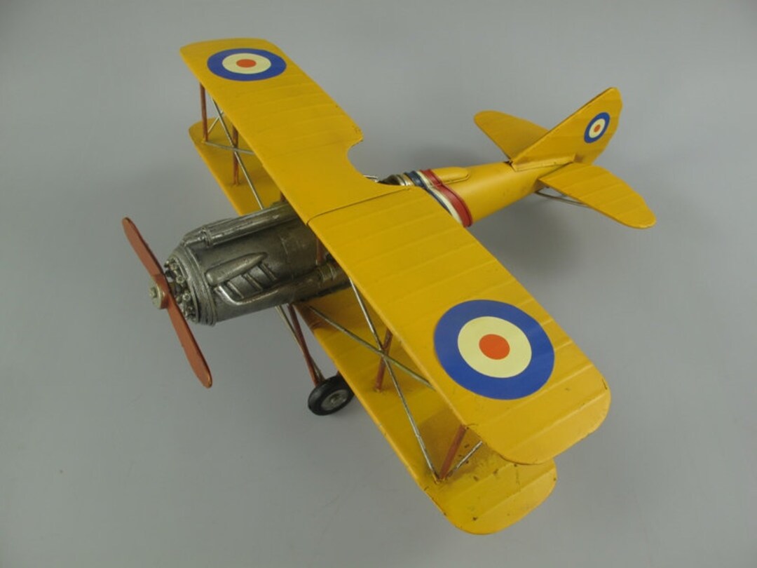 Large Vintage Yellow Airplane Old Classic Metal Model Toy - Etsy