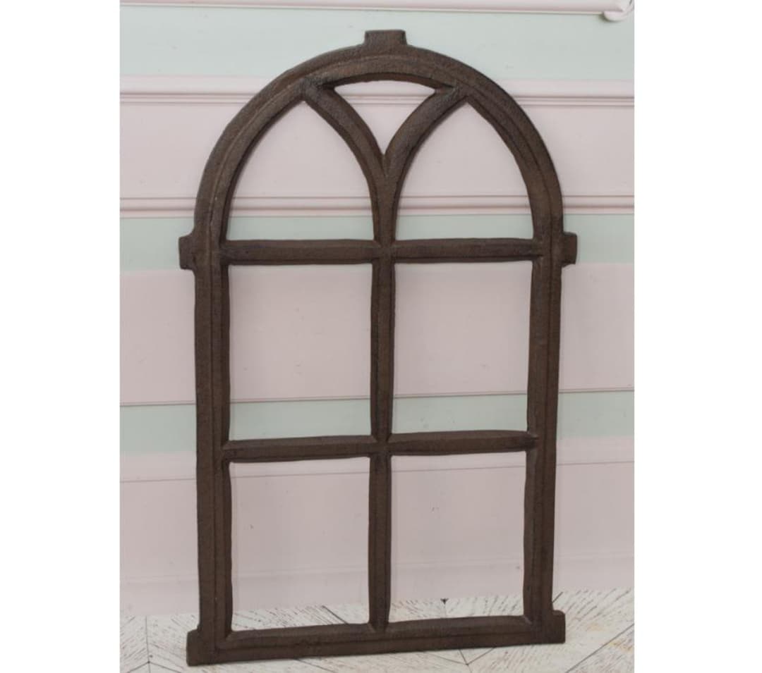 Cast Iron Window Frame With Shutters – Rustic Wall Decor – Brown Garden ...