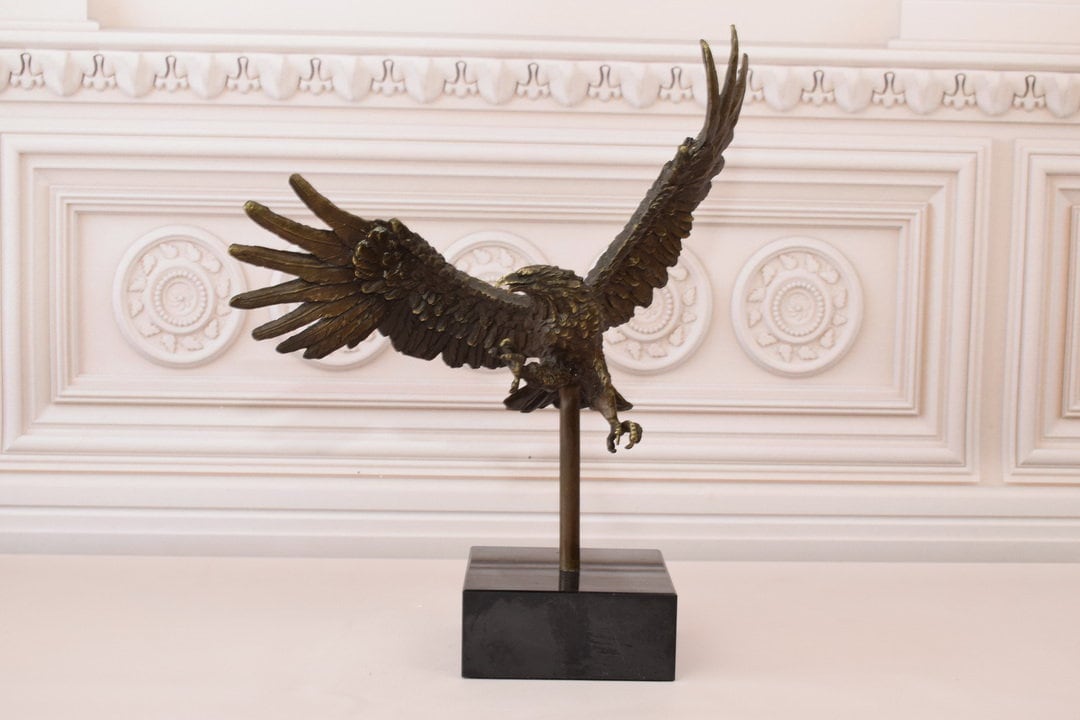 Excellence Flying Attacking Eagle Bronze Statue on Marble Base ...