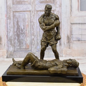 Two Fighting Boxers Bronze Sculpture on Marble Base - Sport Box ...