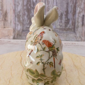 Porcelain Statue Painted Rabbit Porcelain Sculpture Rabbit Flowers ...